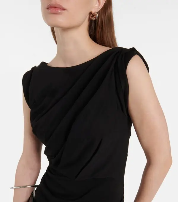 Dries Van Noten Gathered Cotton Jersey Midi Dress