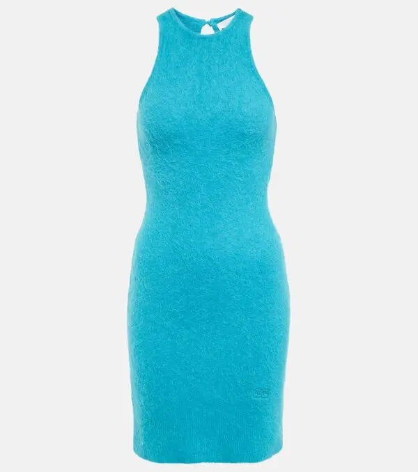 GANNI Alpaca And Wool-blend Mini Dress - Blue