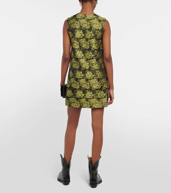 Ganni Floral Jacquard Minidress In Green - 50% Off | Editorialist