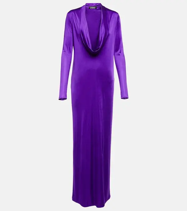 Versace Cowl-neck Draped Gown - Purple