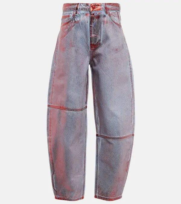 GANNI Metallic Barrel-leg Jeans