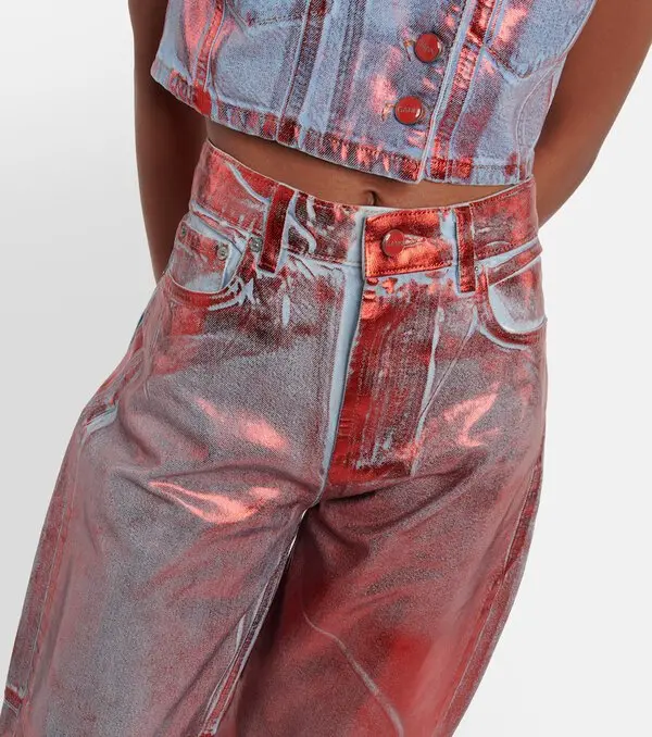 GANNI Metallic Barrel-leg Jeans