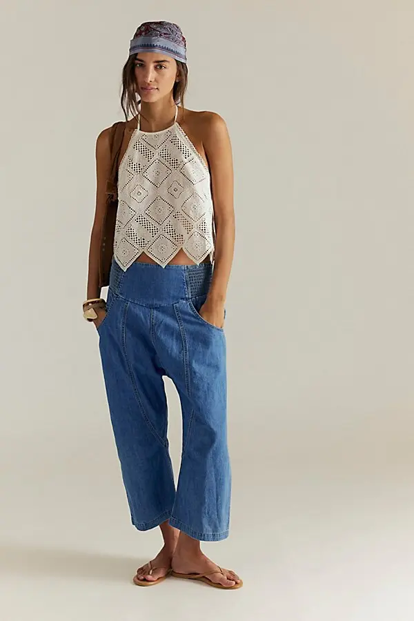 Free People We The Free Lunan Crop Harem Jeans - Dragonfly