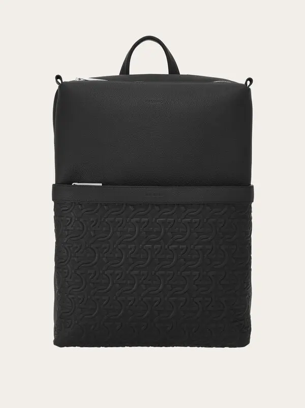 FERRAGAMO Embossed Gancini Backpack - Black