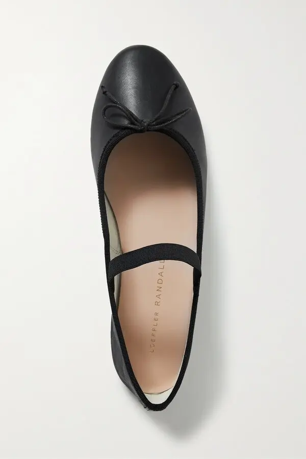 LOEFFLER RANDALL Leonie Bow-embellished Leather Flats - Black
