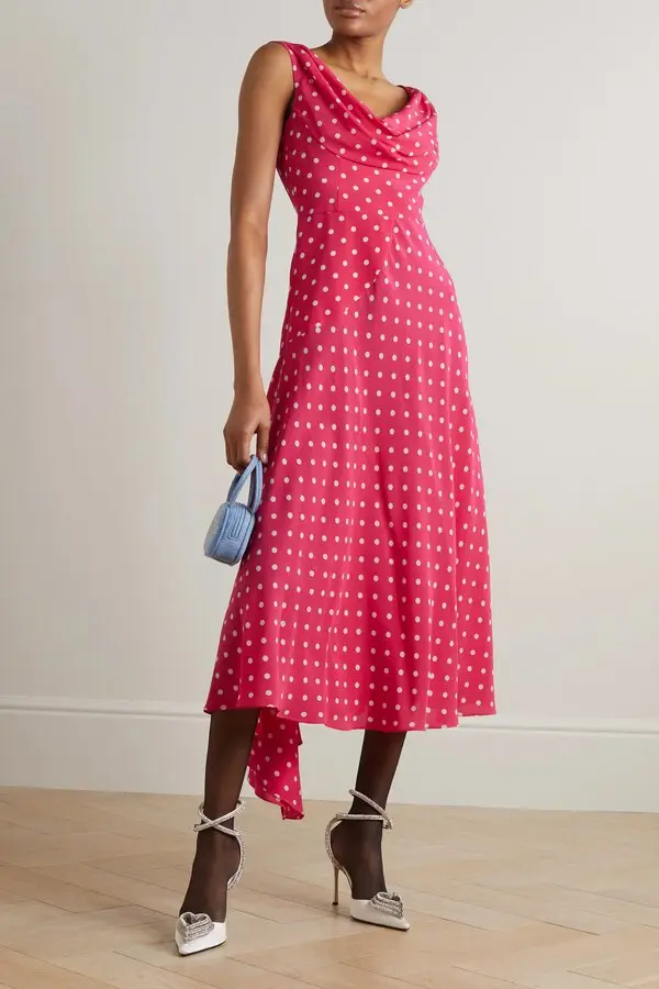 strapless open back dress Flocked polka dot silk georgette dress  Petite Chrie
