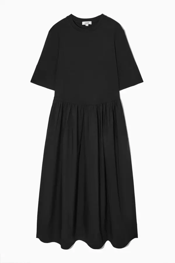 Cos Contrast-panel Midi T-shirt Dress