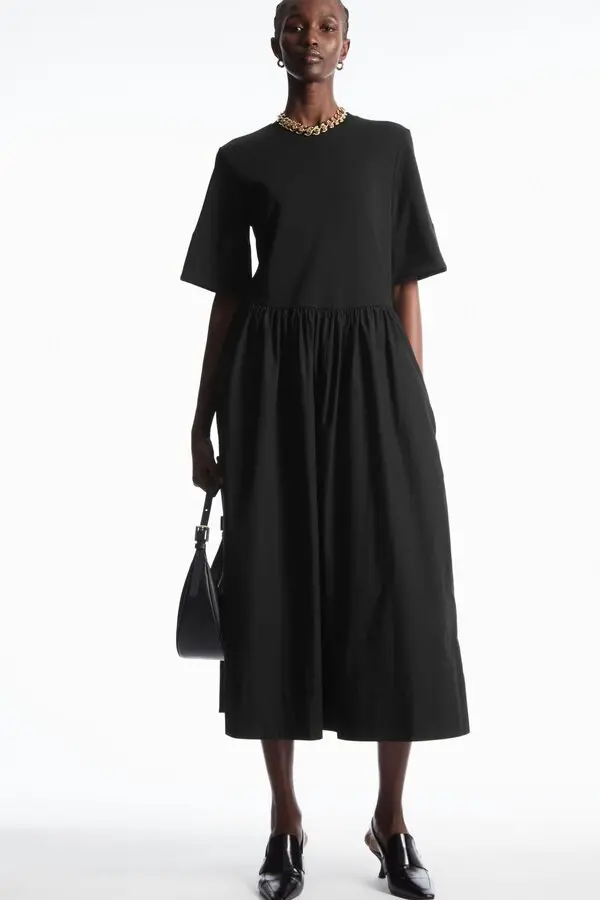 Cos Contrast-panel Midi T-shirt Dress