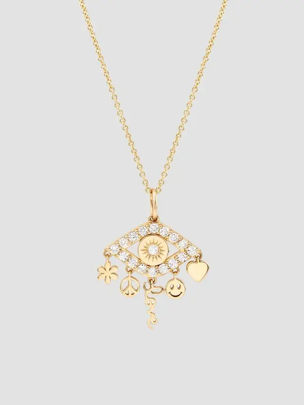 SYDNEY EVAN 14k Yellow & 0.18 Tcw Diamonds Evil Eye Necklace