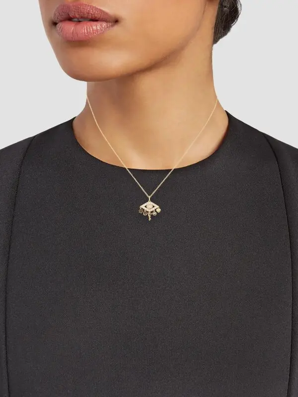 SYDNEY EVAN 14k Yellow & 0.18 Tcw Diamonds Evil Eye Necklace