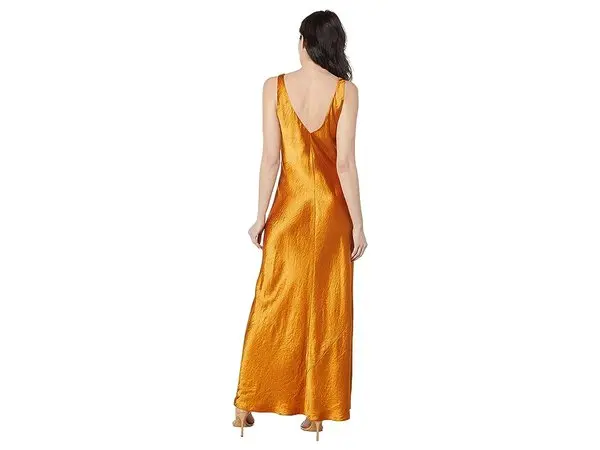 vince orange silk dress VINCE. Crinkled-satin midi dress
