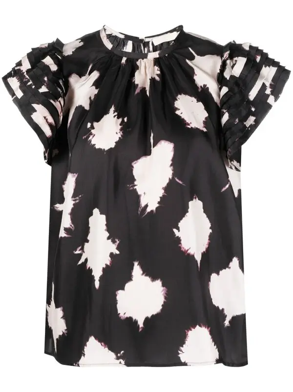 Ulla Johnson Splotch-print Silk Blouse - Black