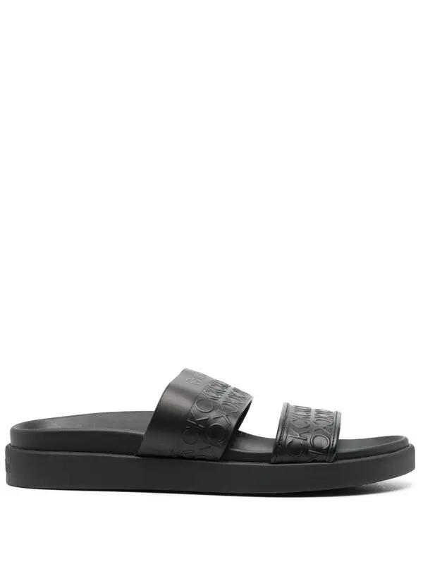 Calvin Klein Embossed Leather Slides