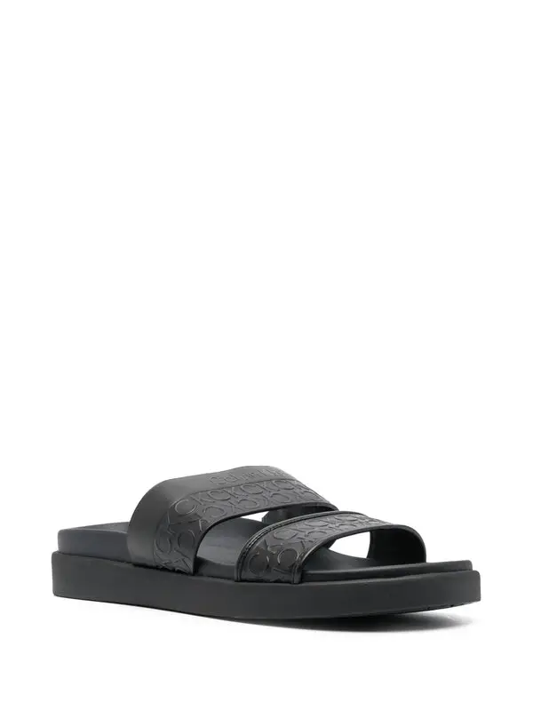 Calvin Klein Embossed Leather Slides