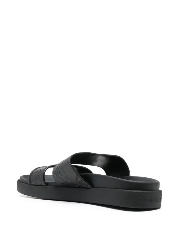 Calvin Klein Embossed Leather Slides