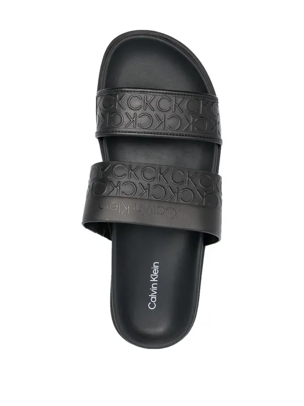 Calvin Klein Embossed Leather Slides