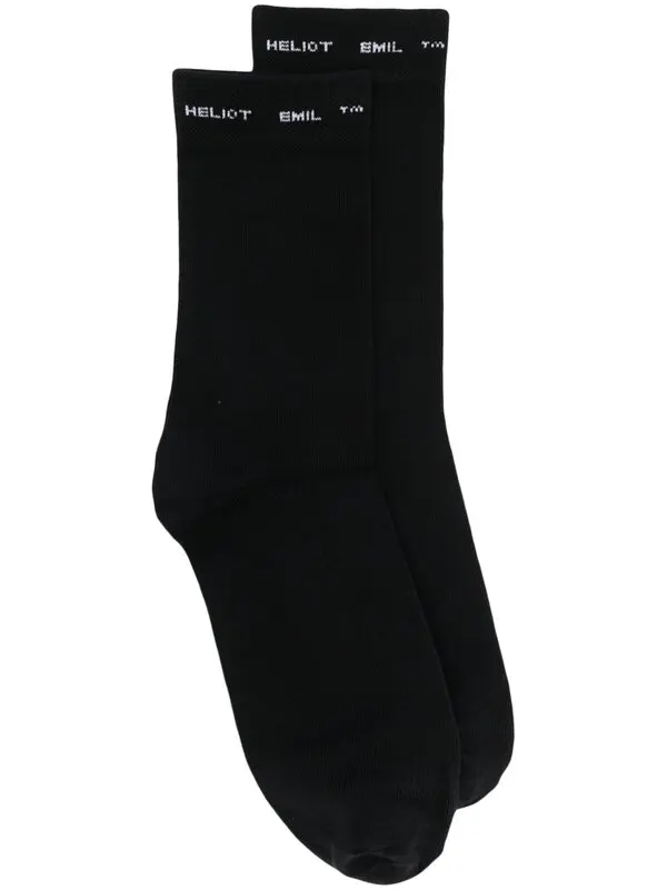 HELIOT EMIL Intarsia-logo Knit Socks - Black