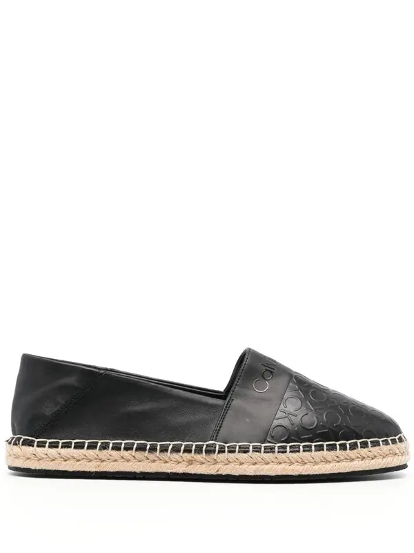 Calvin Klein Embossed-logo Leather Espadrilles