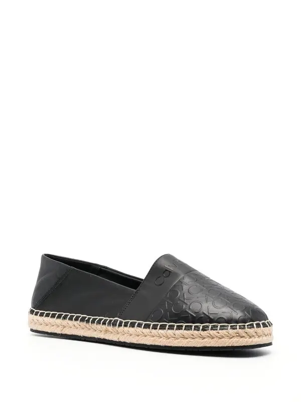Calvin Klein Embossed-logo Leather Espadrilles