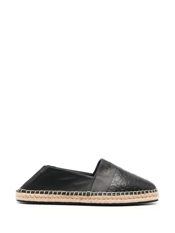 Calvin Klein Embossed-logo Leather Espadrilles