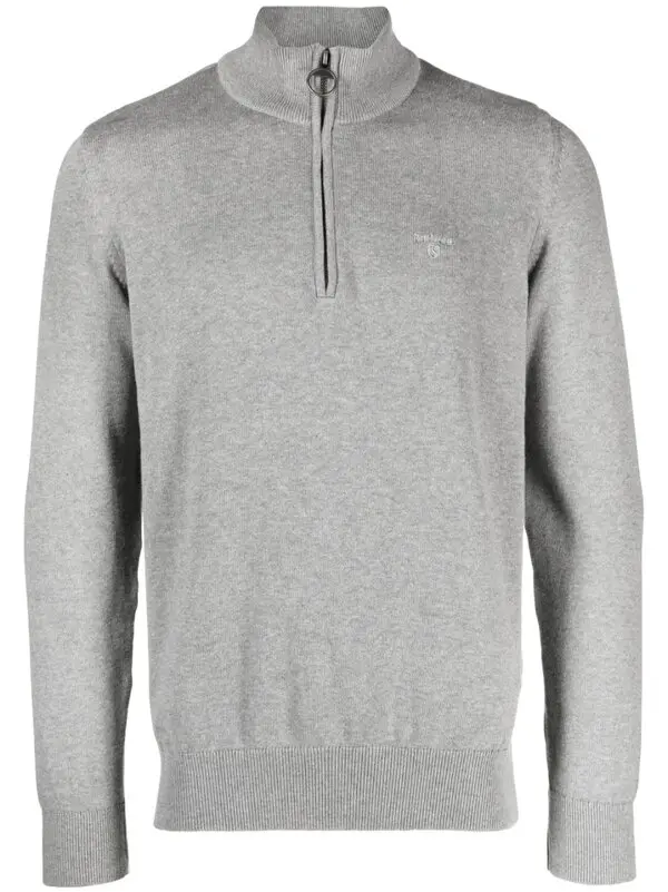 Barbour Embroidered-logo High-neck Jumper - Grey