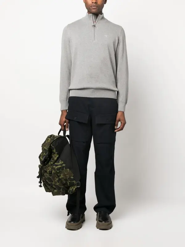 Barbour Embroidered-logo High-neck Jumper - Grey