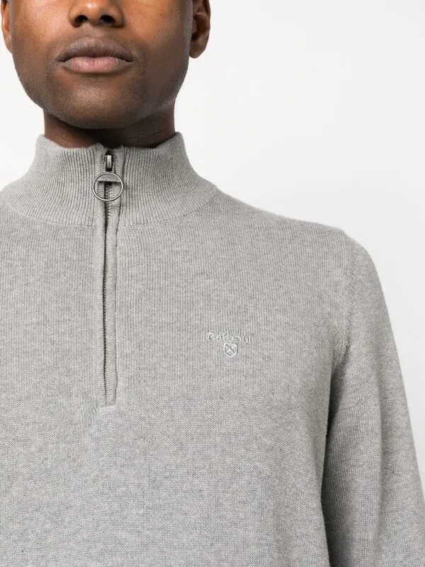 Barbour Embroidered-logo High-neck Jumper - Grey