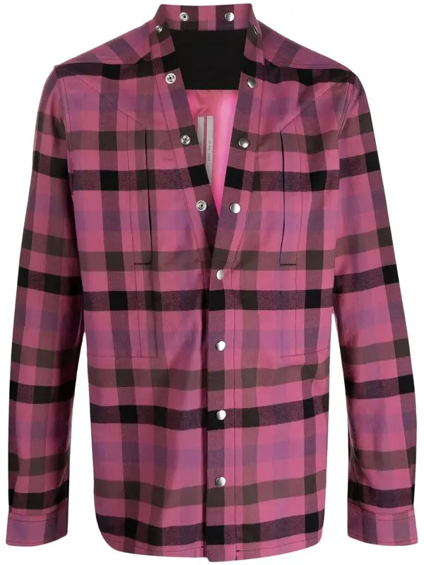 Rick Owens Gingham-check Long-sleeve Shirt