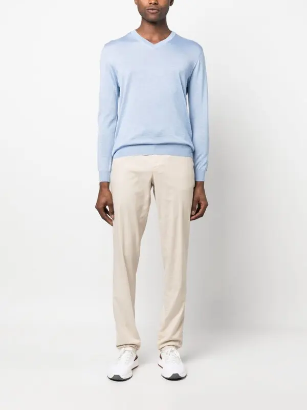 Malo V-neck Knit Jumper - Blue