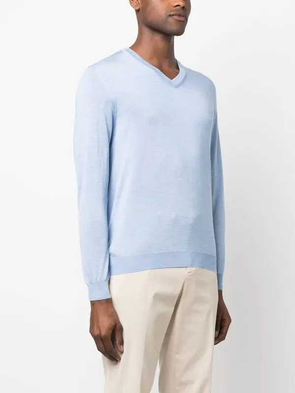 Malo V-neck Knit Jumper - Blue