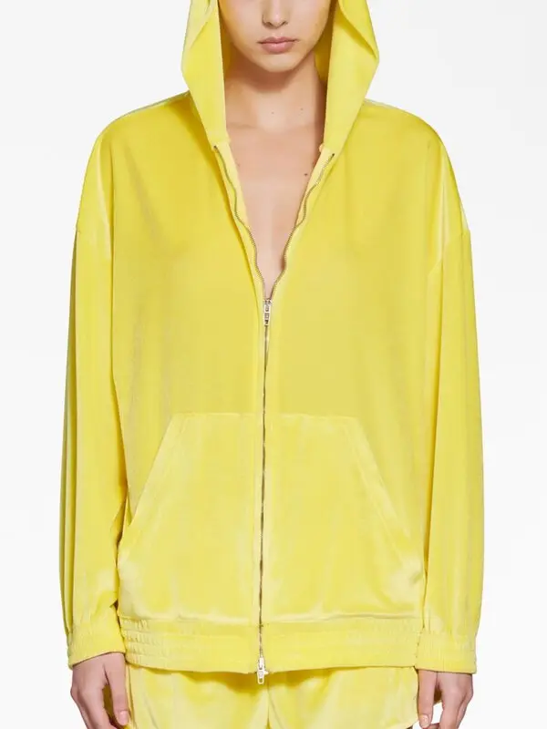 Balenciaga Velvet-Effect Zip-Up Hoodie In Yellow - 68% Off