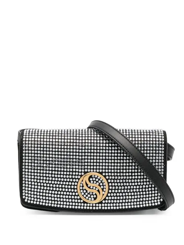 Stella McCartney S-wave Crystal-embellished Crossbody Bag - Black