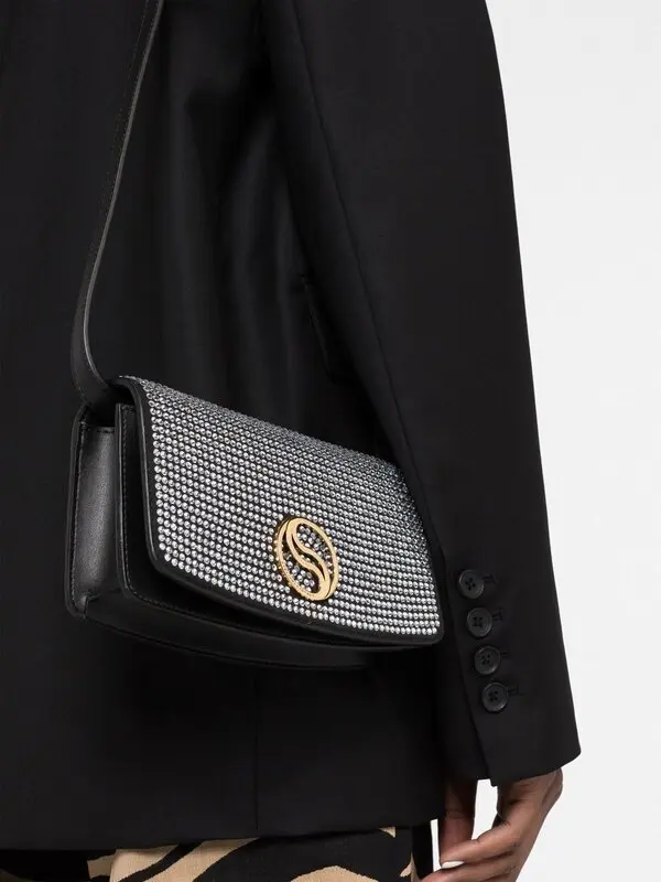 Stella McCartney S-wave Crystal-embellished Crossbody Bag - Black