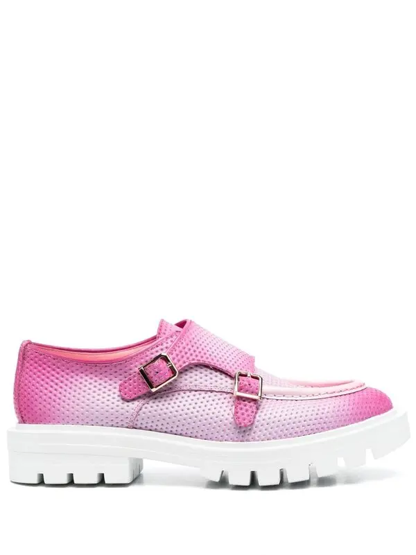Santoni Leather Double-buckle Loafers - Pink
