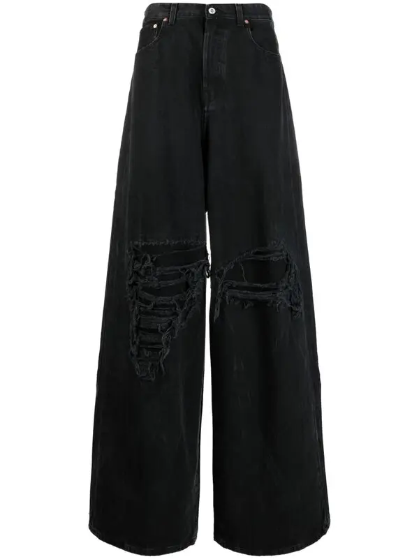 パンツ vetements 23ss wide distressed denim Vetements Vetements Distressed-Effect Wide-Leg Jeans - Pants