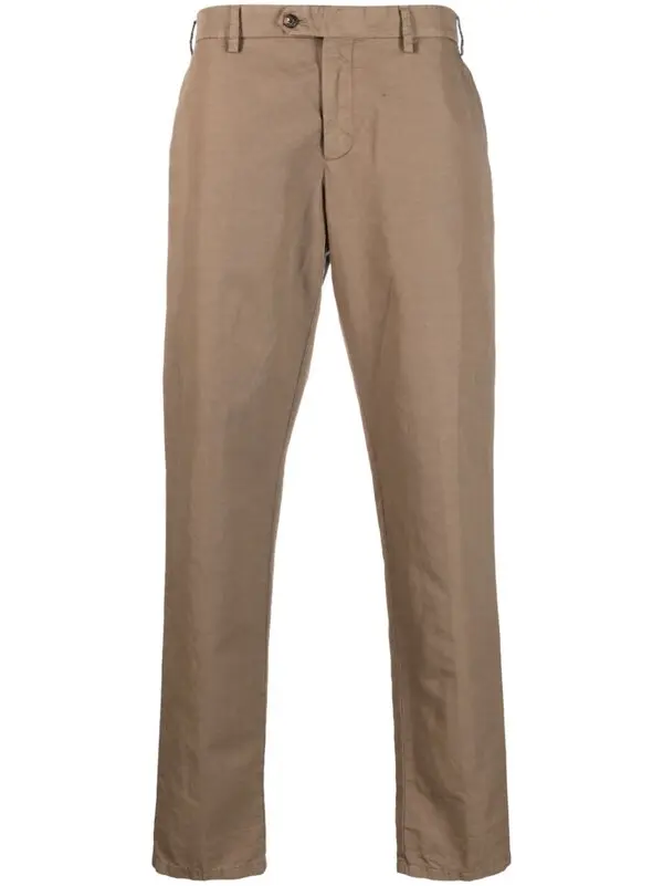 LARDINI Straight-leg Linen Trousers - Brown