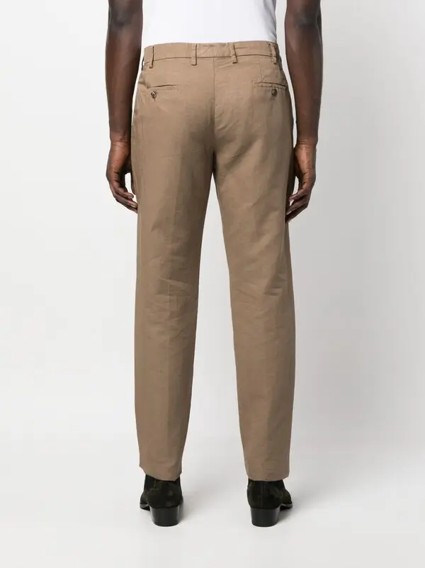 LARDINI Straight-leg Linen Trousers - Brown