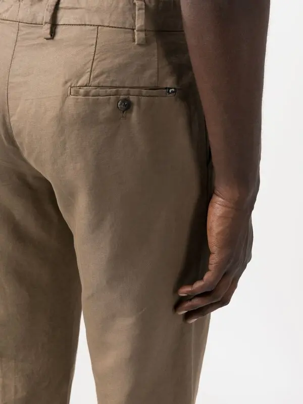 LARDINI Straight-leg Linen Trousers - Brown