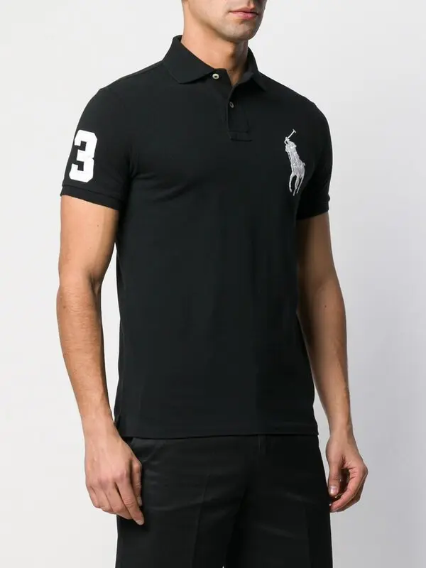 Polo Ralph Lauren Logo Embroidered Polo Shirt - Black