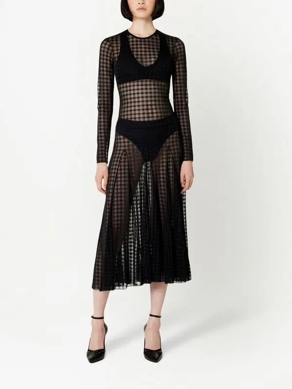 AMI Paris Checked Midi Dress