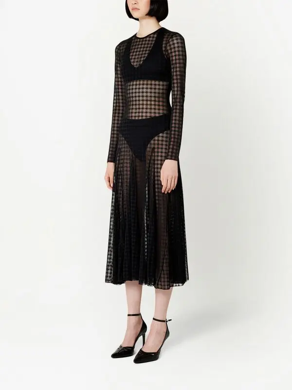 AMI Paris Checked Midi Dress