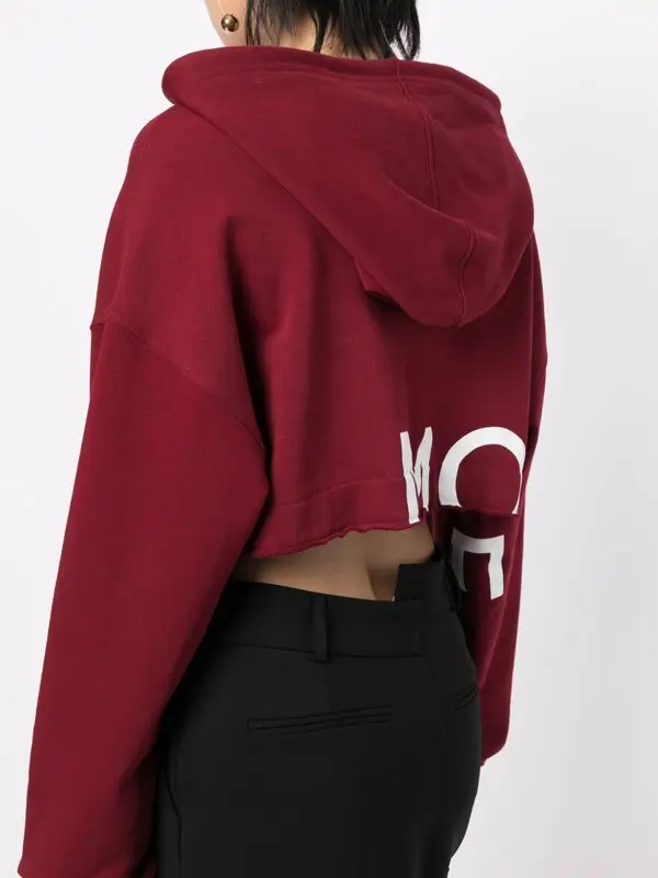 Monse Cropped Cotton Hoodie With Logo Detail