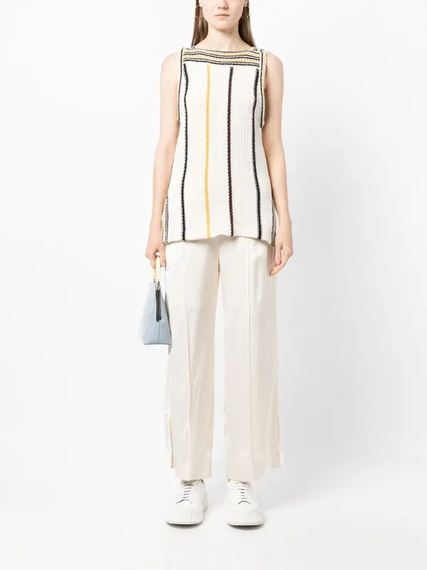JIL SANDER Elasticated-waist Wide-leg Trousers - White