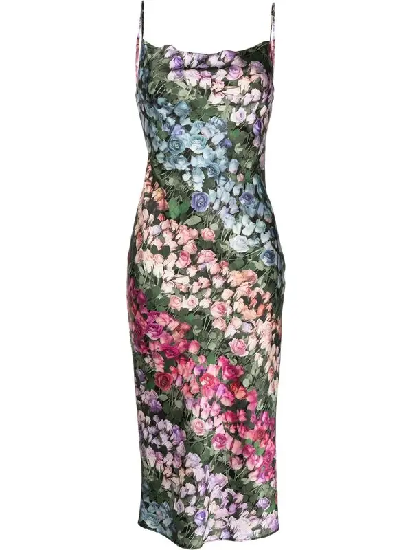 FLEUR DU MAL All-over Rose-print Slip Dress