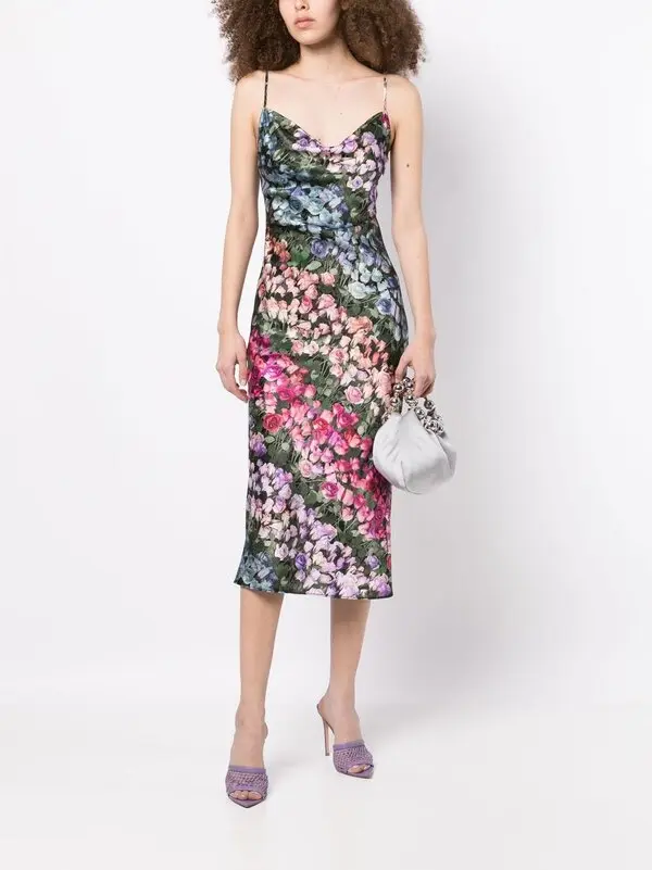 FLEUR DU MAL All-over Rose-print Slip Dress