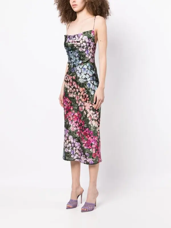 FLEUR DU MAL All-over Rose-print Slip Dress
