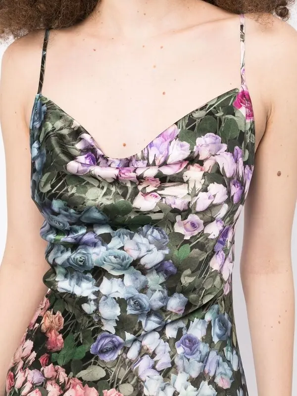 FLEUR DU MAL All-over Rose-print Slip Dress
