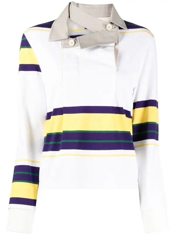 Kolor Striped Sweatshirt With Deconstructed Collar - Multicolour