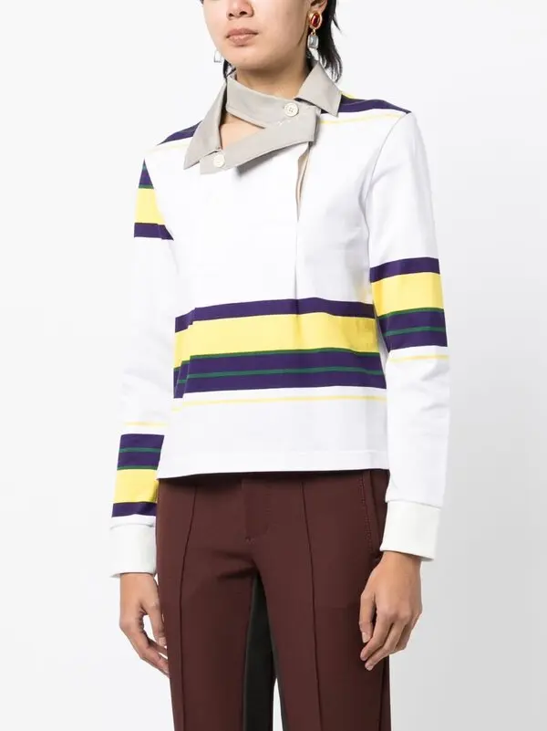 Kolor Striped Sweatshirt With Deconstructed Collar