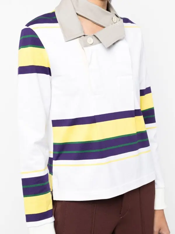 Kolor Striped Sweatshirt With Deconstructed Collar